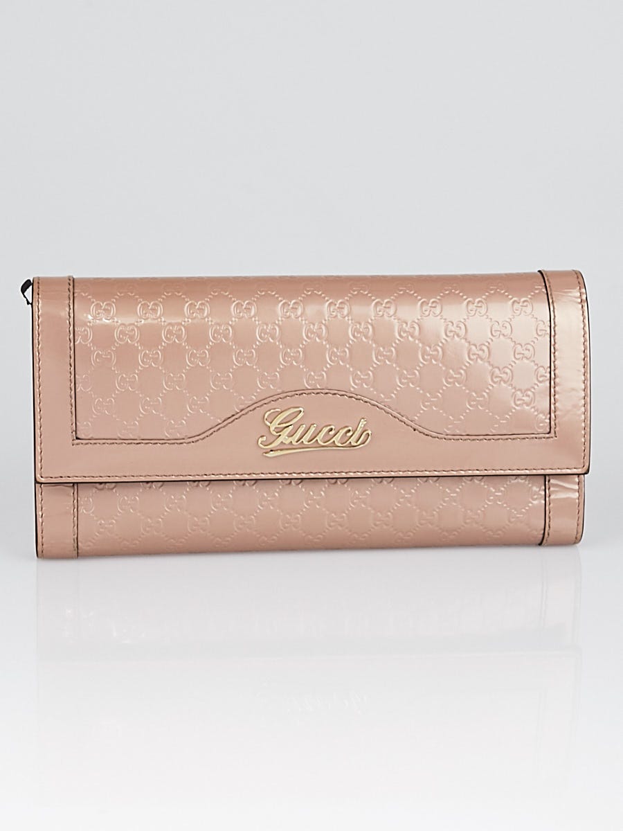 Gucci Pink Guccissima Embossed Patent Leather Continental Wallet ...