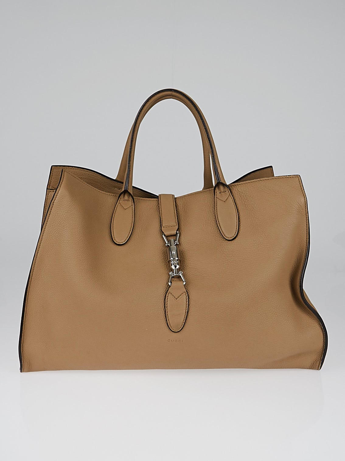 Gucci Beige Pebbled Leather Soft Jackie Large Top Handle Bag | Yoogi's ...