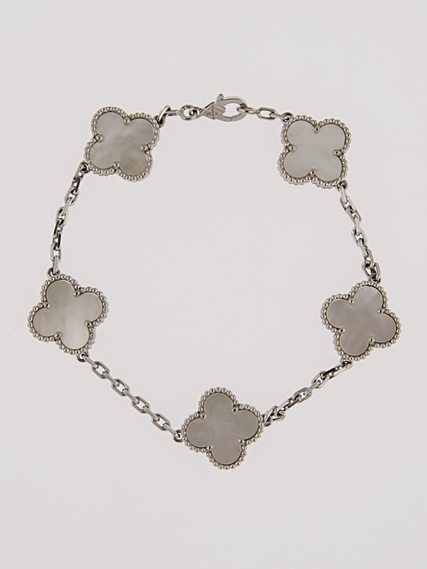 Van Cleef & Arpels 18k White Gold and Mother of Pearl Vintage Alhambra ...