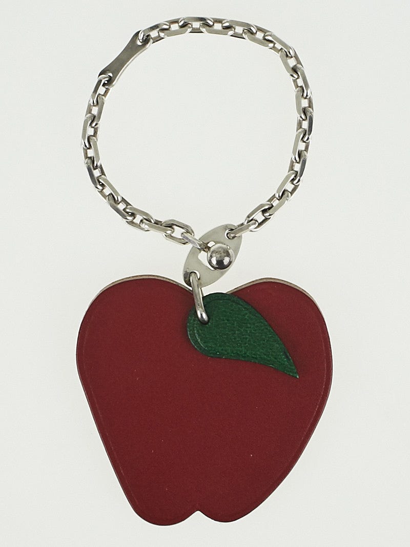 Hermes Red Leather Apple Key Chain | Yoogi's Closet