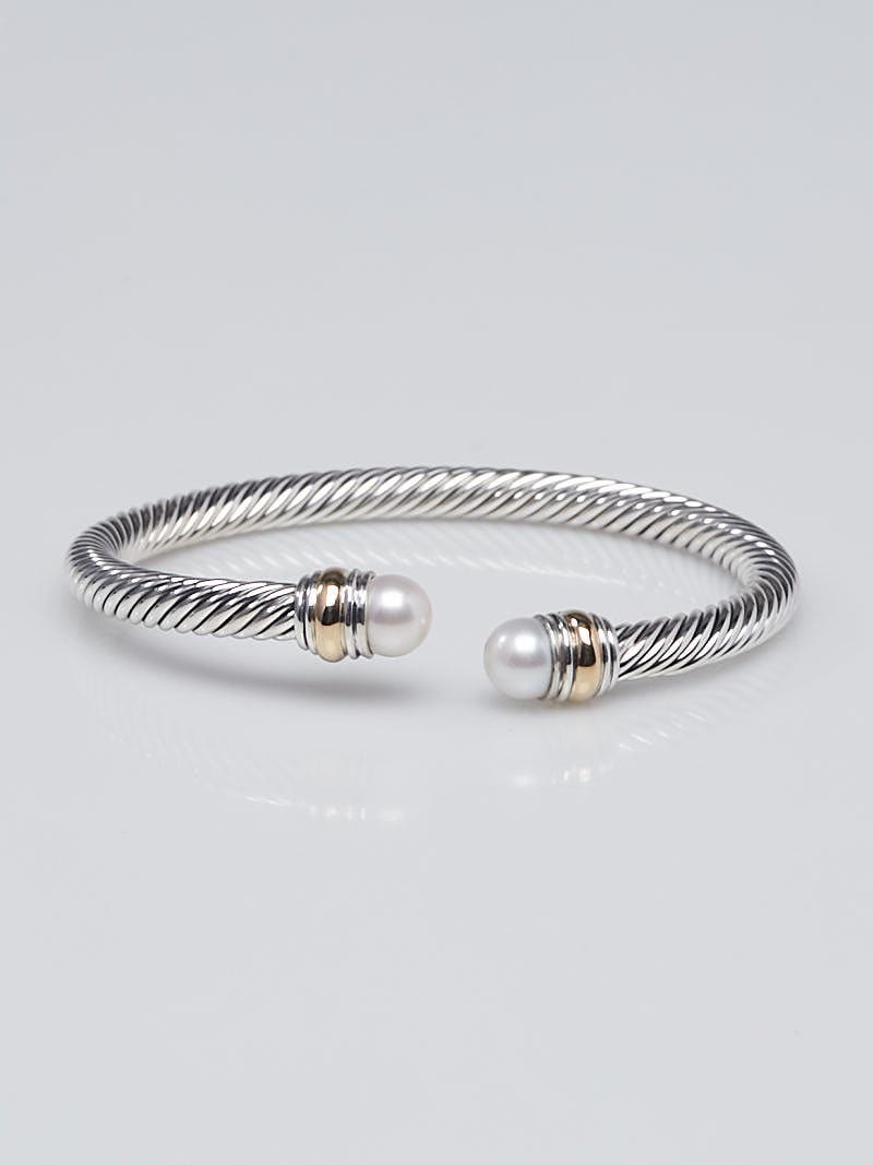 David Yurman 5mm Sterling Silver and 14k Gold Pearl Cable Classics ...