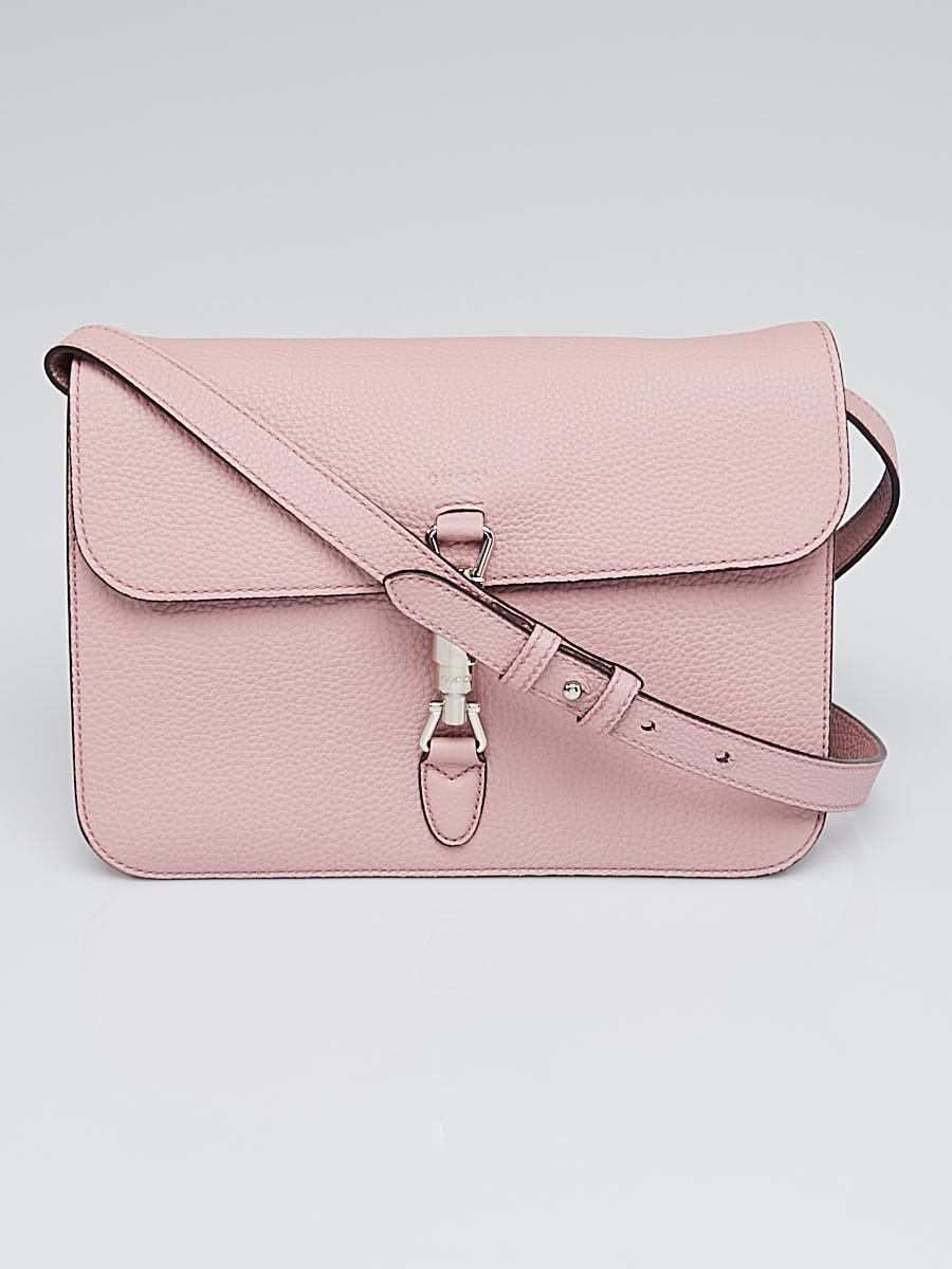 Gucci Light Pink Pebbled Leather Soft Jackie Flap Shoulder Bag | Yoogi ...