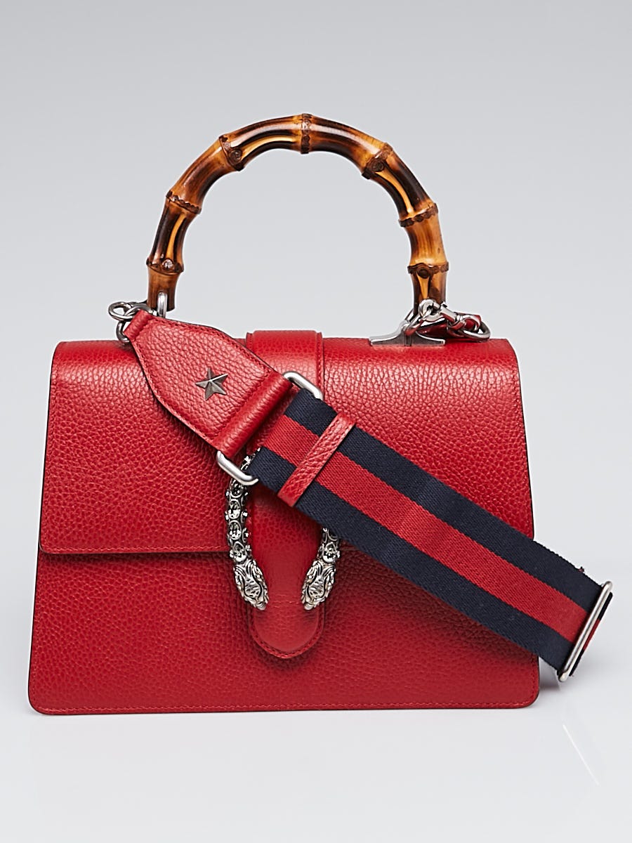 Gucci Red Hibiscus Pebbled Leather Medium Dionysus Top Handle Bag ...