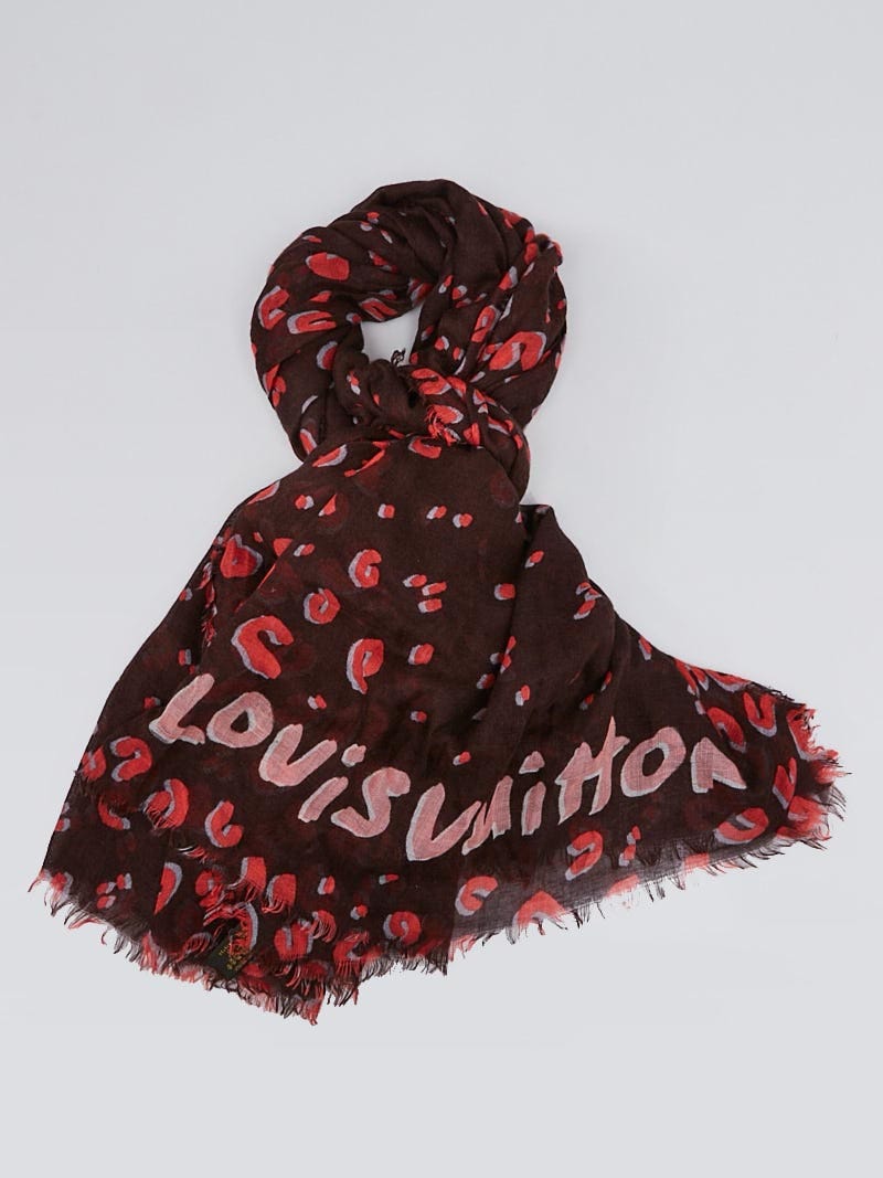 Louis Vuitton Brown/Pink/Grey Cashmere/Silk Stephen Sprouse Leopard ...