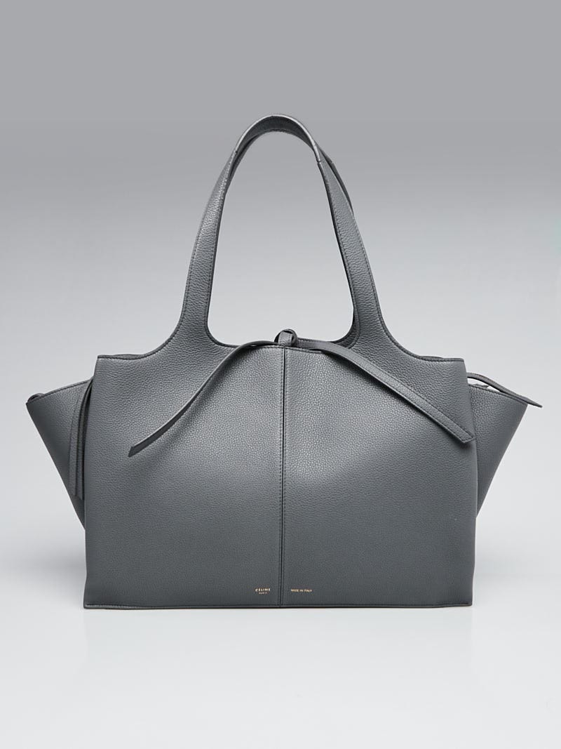 Celine Grey Baby Grained Calfskin Leather Small Tri-Fold Shoulder Bag ...