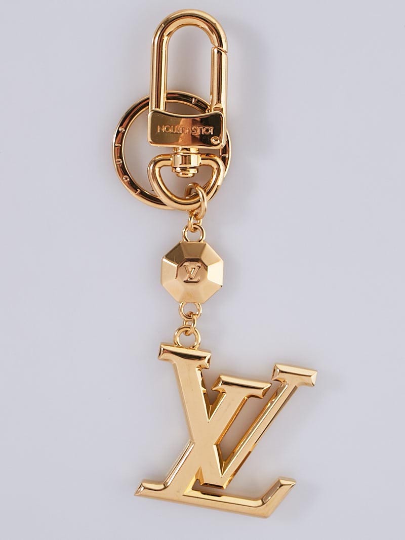 Louis Vuitton Goldtone Metal LV Facettes Key Holder and Bag Charm ...