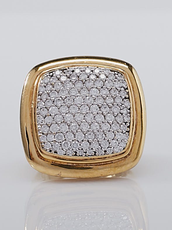 David Yurman 20mm 18k Yellow Gold and Pave Diamond Albion Ring Size 6.5 Yoogi s Closet