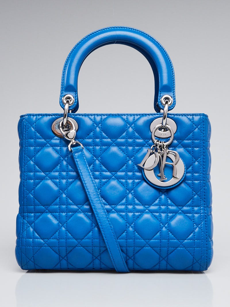 Christian Dior Bright Blue Cannage Lambskin Leather Lady Christian Dior Bright Blue Cannage Lambskin Leather Lady