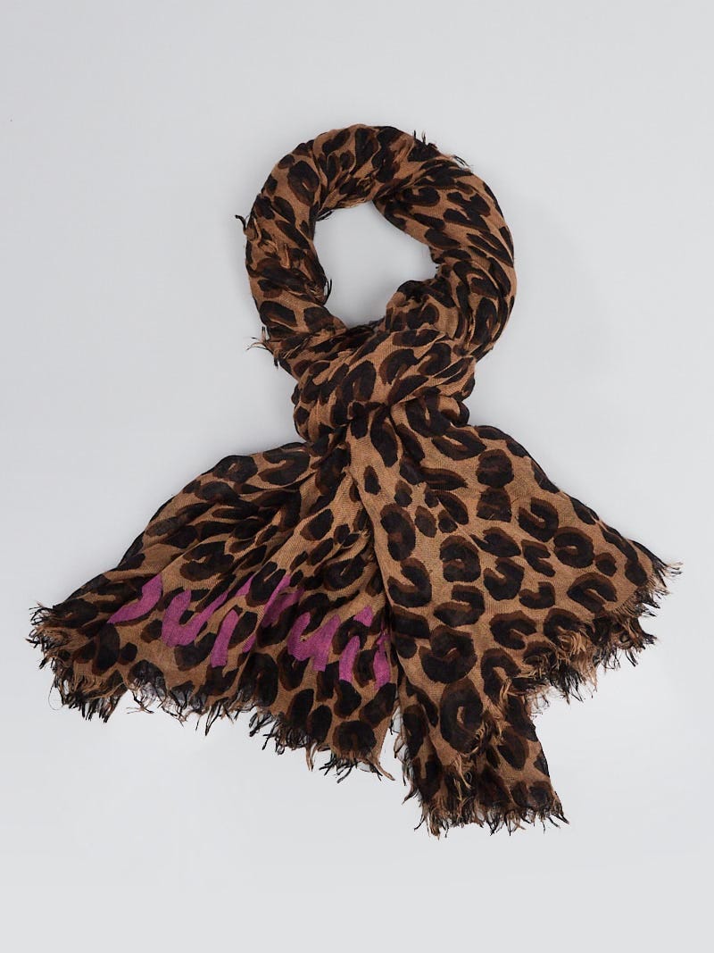 Louis Vuitton Brown Cashmere/Silk Stephen Sprouse Leopard Stole Scarf ...