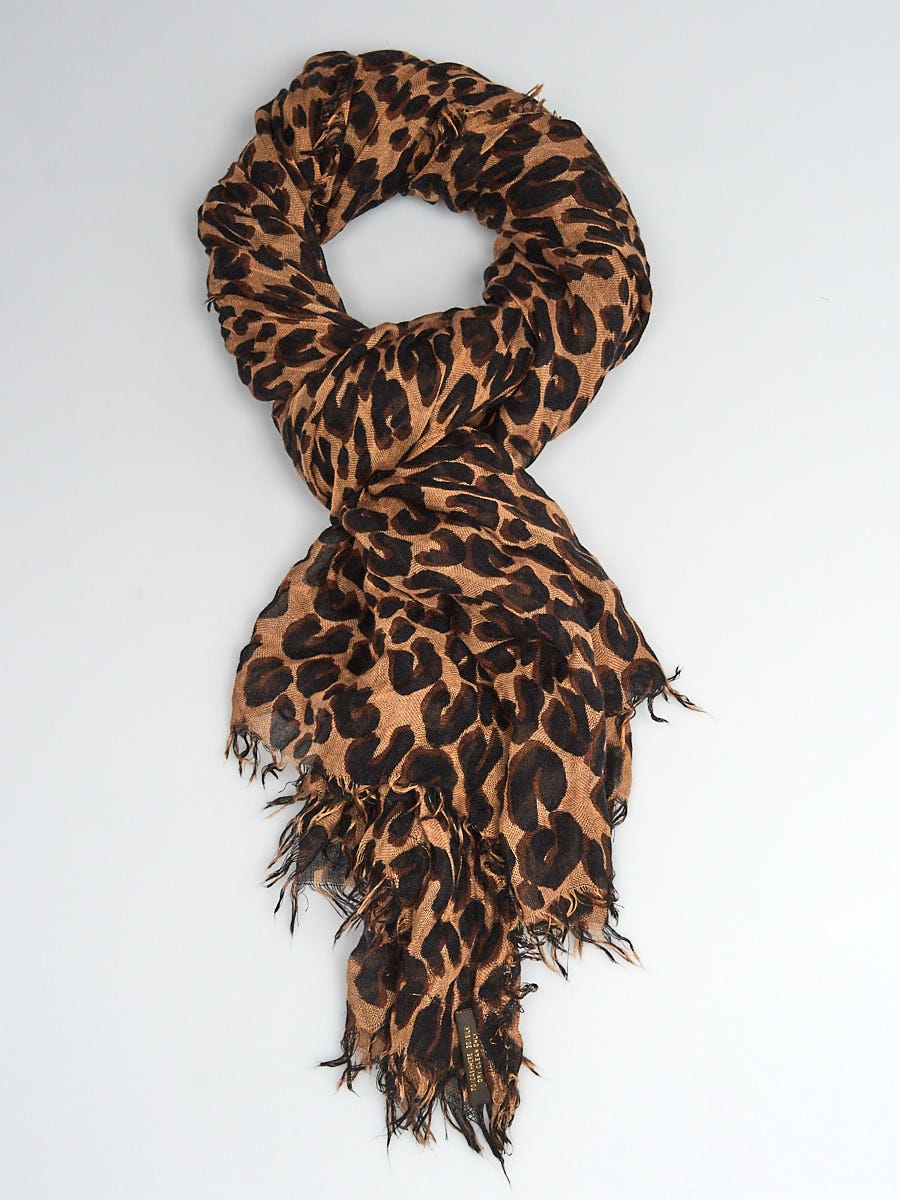 Louis Vuitton Brown Cashmere/Silk Stephen Sprouse Leopard Stole Scarf ...