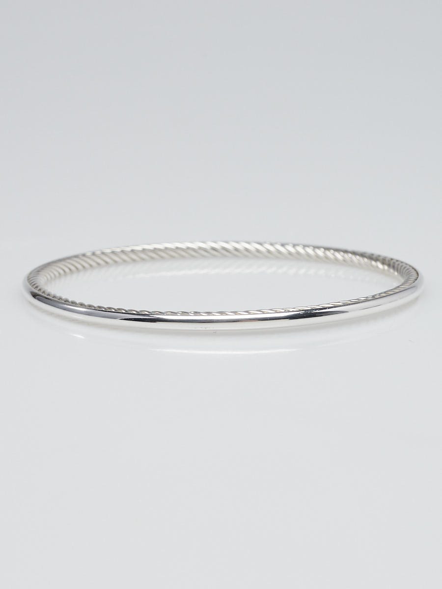 David Yurman 3mm Sterling Silver Cable Classics Inside Bangle Bracelet | Yoogi's Closet