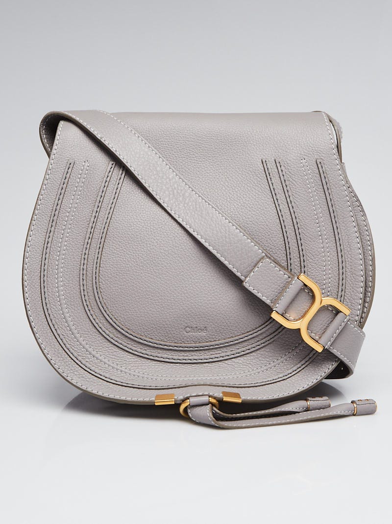Chloe Cashmere Grey Pebbled Leather Medium Marcie Crossbody Bag | Yoogi ...