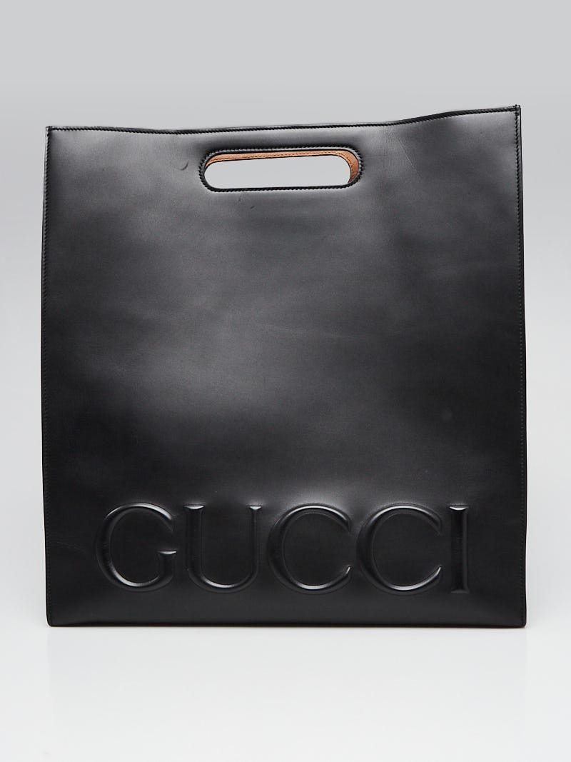 Gucci Black Leather Embossed XL Tote Bag | Yoogi's Closet