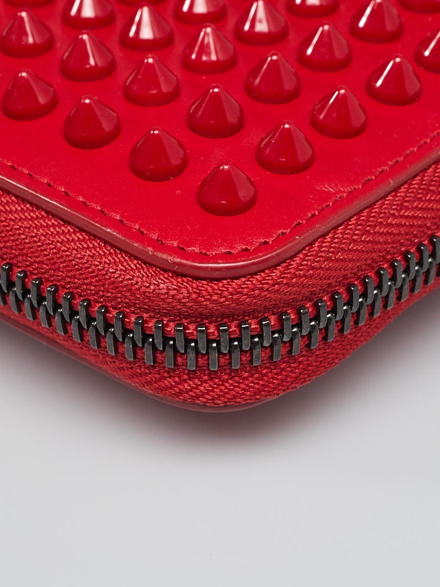 Christian Louboutin Red Leather Panettone Spikes Zip-Around Christian Louboutin Red Leather Panettone Spikes Zip-Around