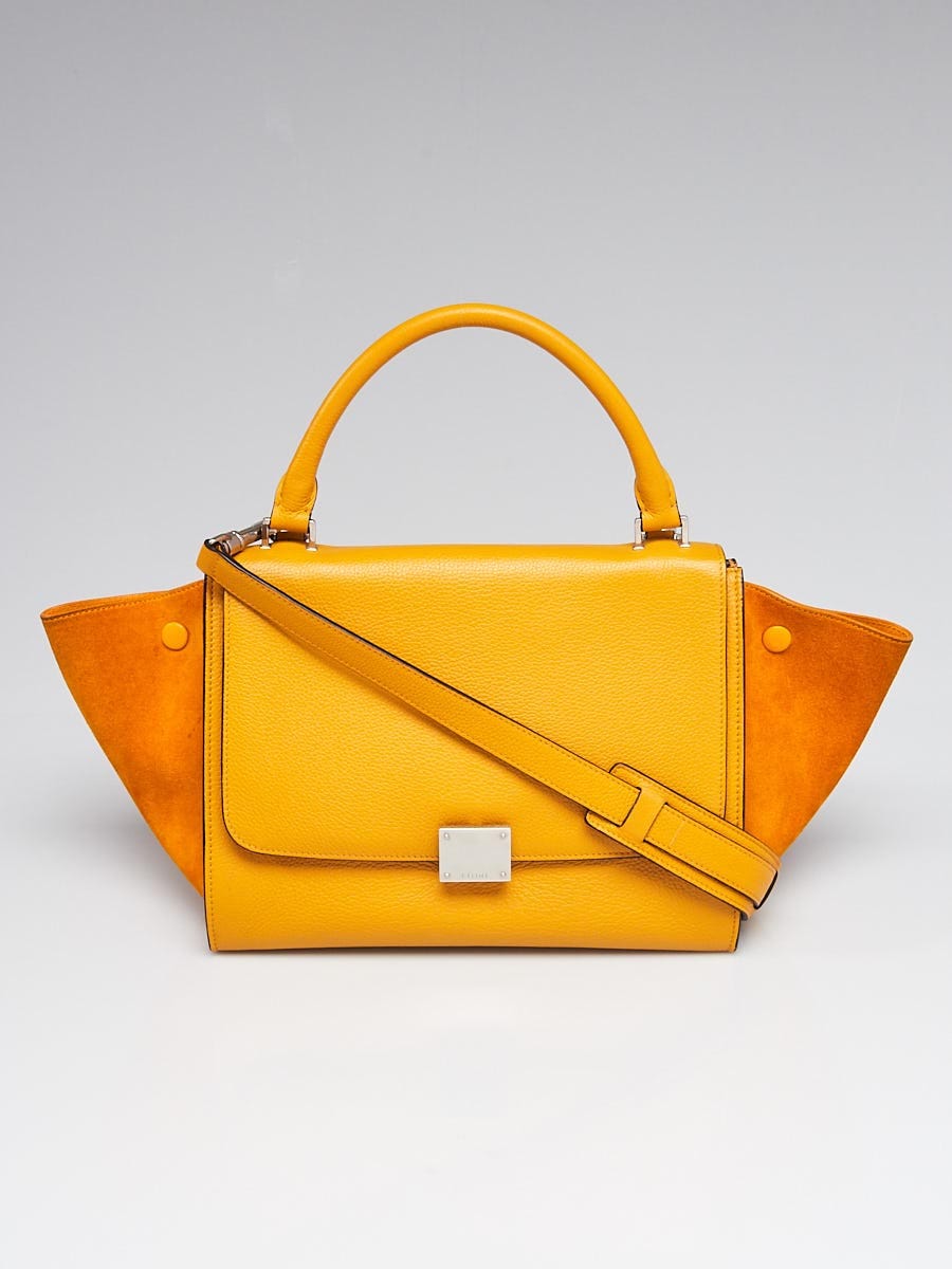 Celine Ocre Pebbled Leather Suede Leather Mini Trapeze Bag Yoogi s Closet