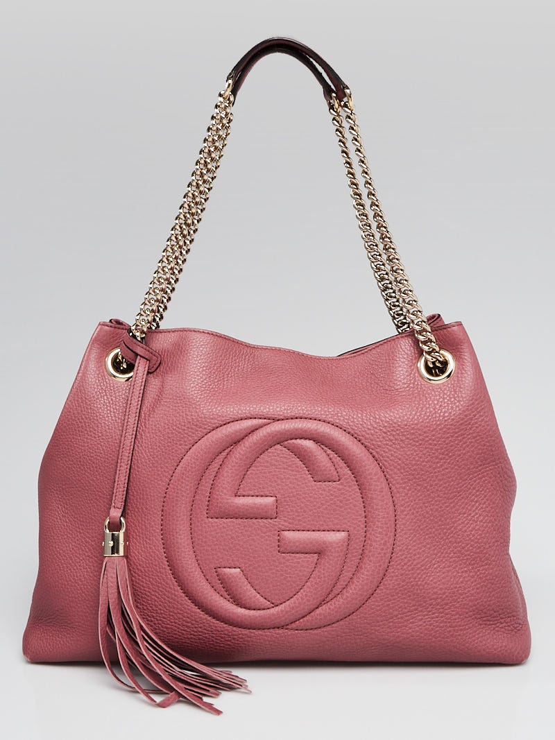 Gucci Deep Pink Pebbled Leather Soho Chain Tote Bag | Yoogi's Closet