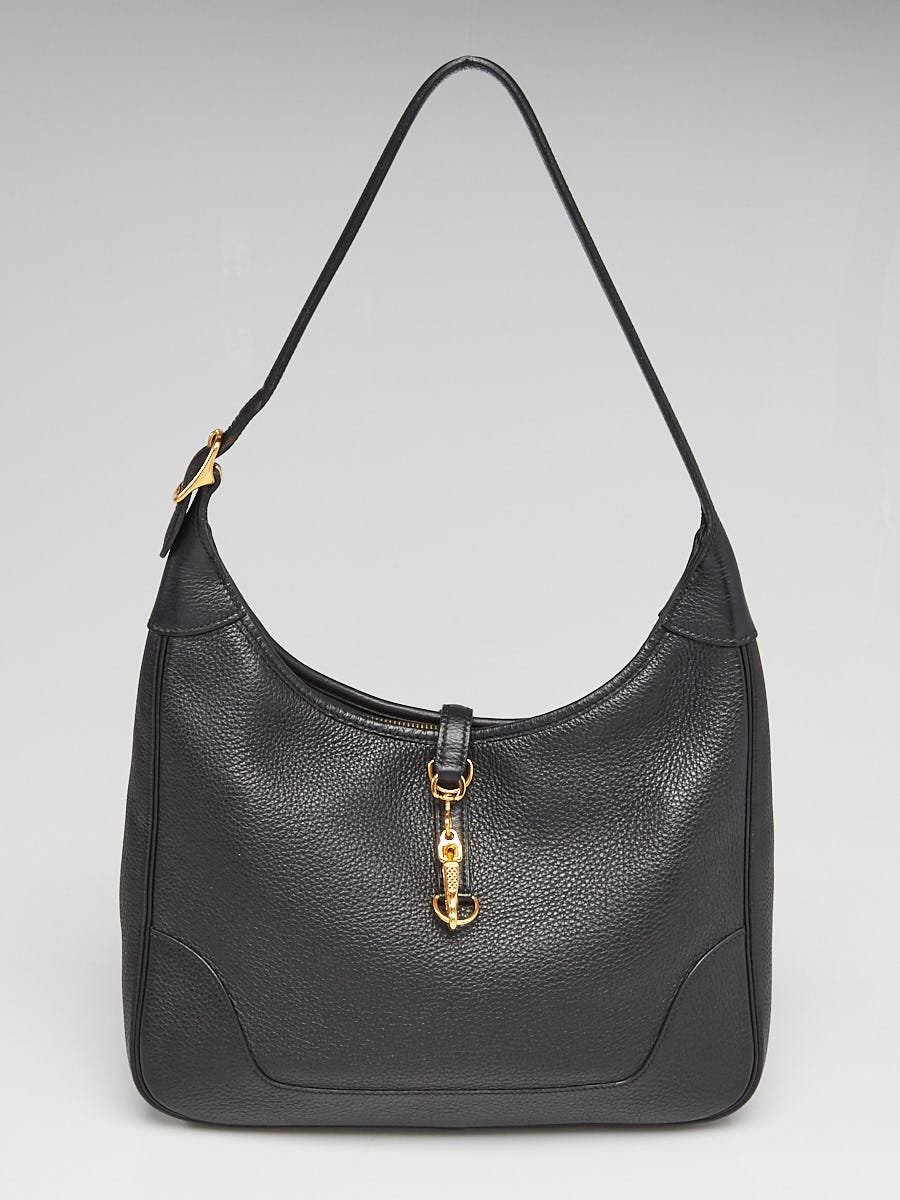 Hermes 31cm Black Clemence Leather Gold Plated Trim II Bag | Yoogi's Closet