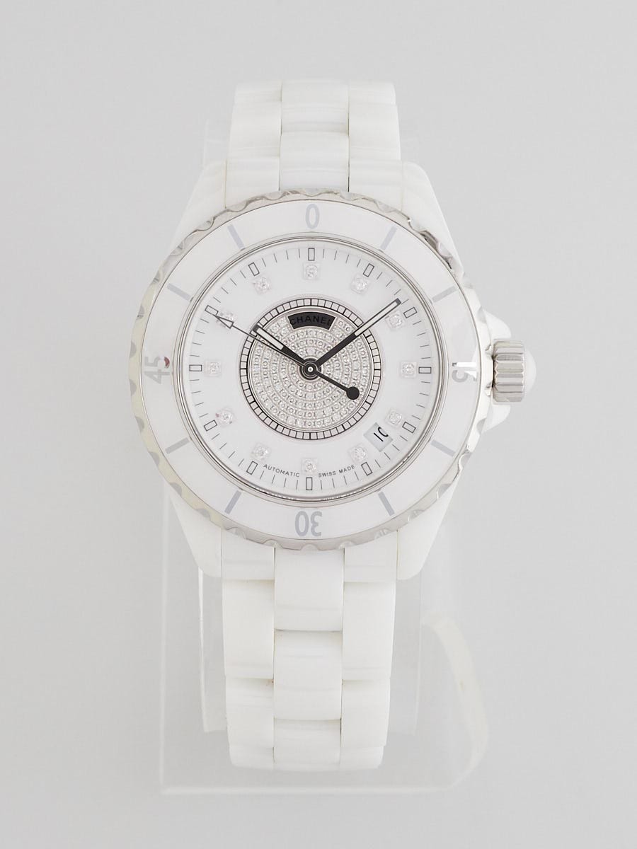 Chanel White J12 Ceramic and Diamond 38mm Automatic Watch H1759 | Yoogi ...