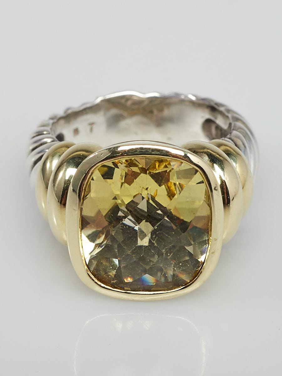 David Yurman Sterling Silver and 14mm Lemon Citrine Noblesse Ring Size ...