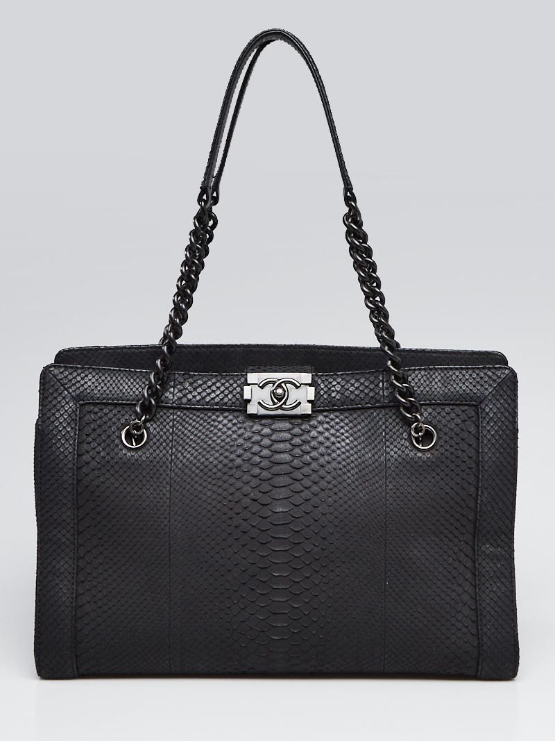 Chanel Black Python Boy Large Shopping Tote Bag | Yoogi's Closet