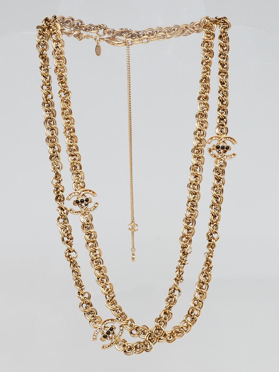 Chanel Goldtone Chain CC Long Necklace | Yoogi's Closet