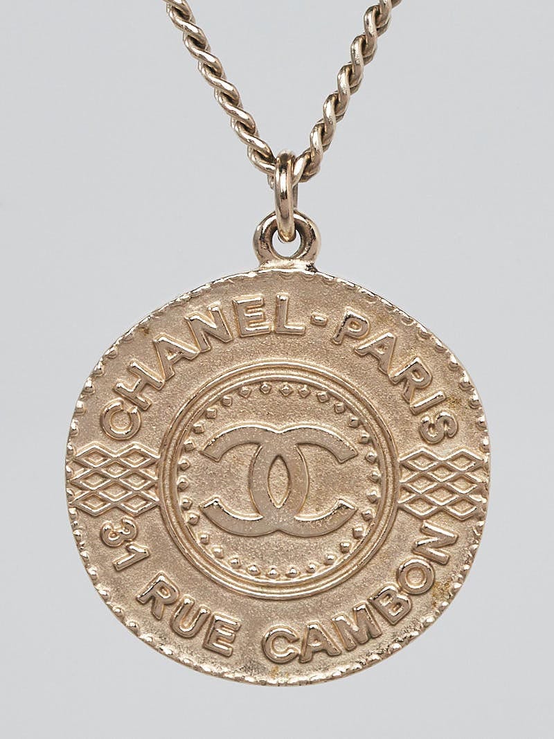 Chanel Goldtone Metal CC Medallion Necklace | Yoogi's Closet