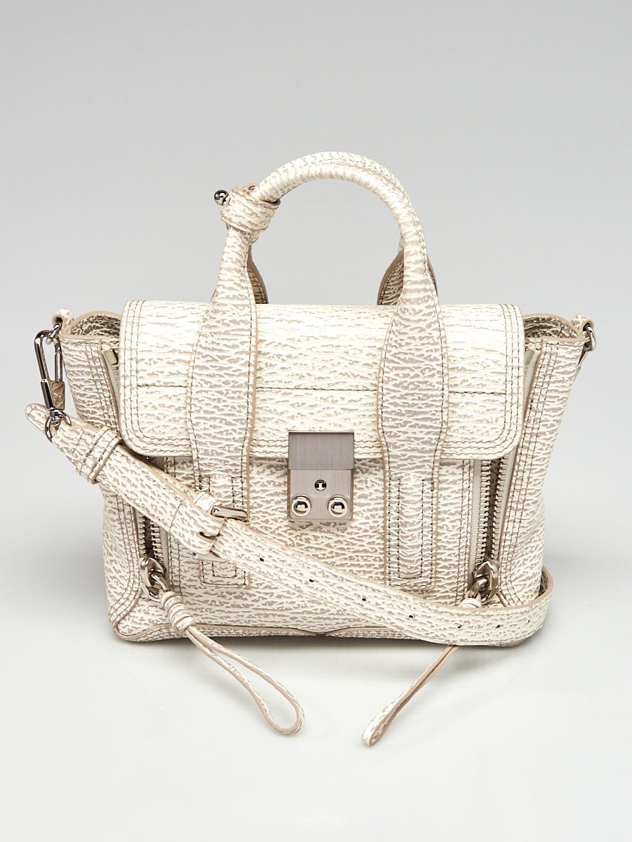 3.1 Phillip Lim Ivory/Dove Shark Embossed Leather Mini Pashli Satchel ...