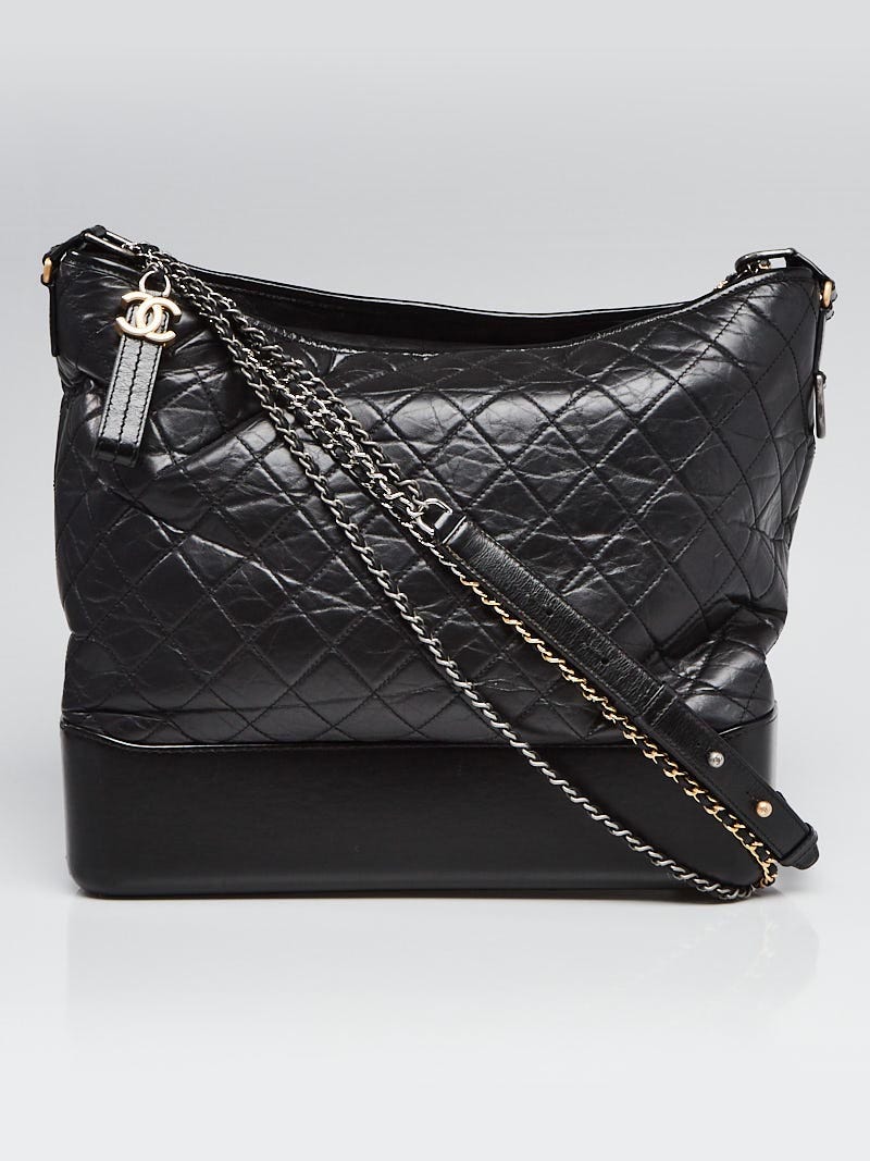 Chanel Black Quilted Aged Calfskin Leather Maxi Gabrielle Hobo Bag ...