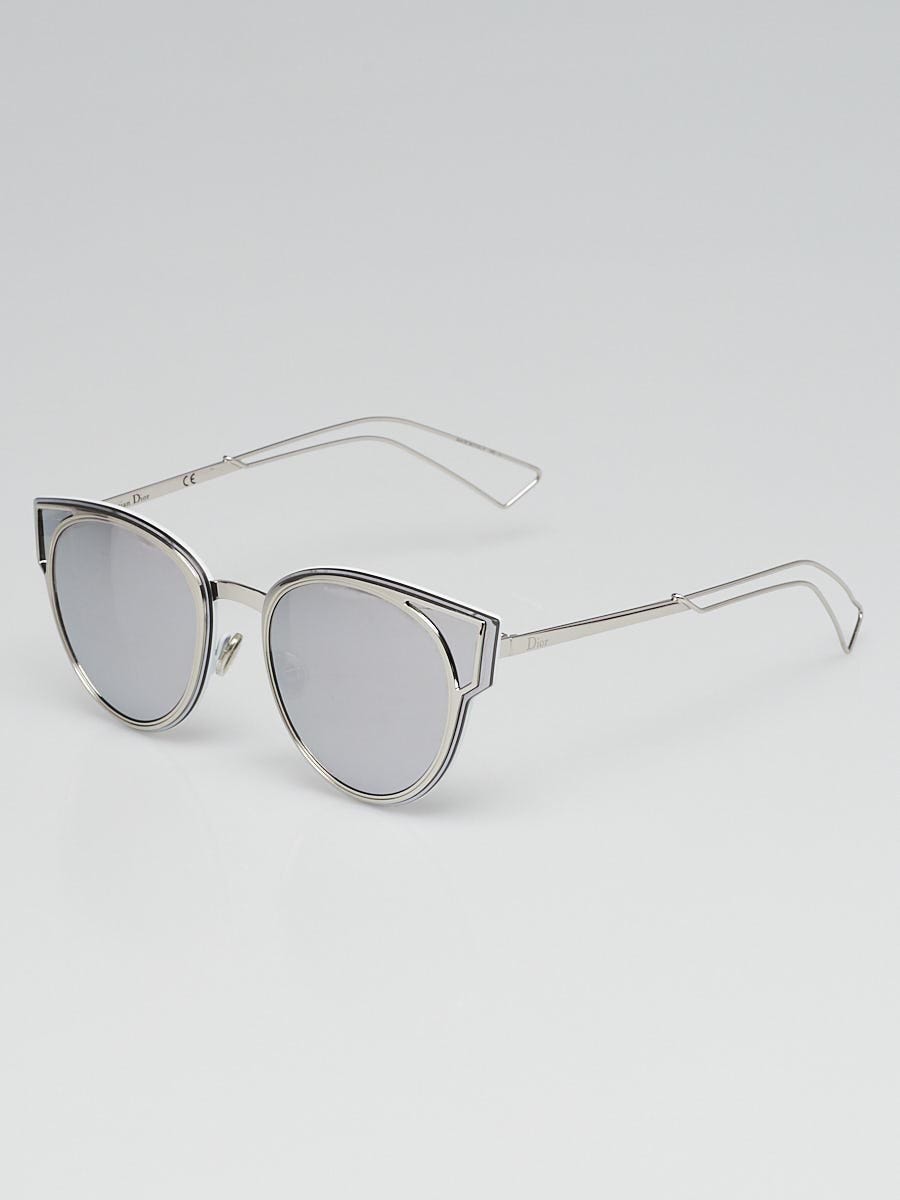 Christian Dior Silvertone Metal Sculpt Reflective Sunglasses | Yoogi's ...