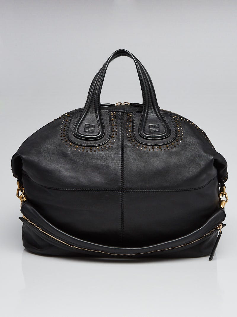 Givenchy Black Lambskin Leather Large Studded Nightingale Bag | Yoogi's ...