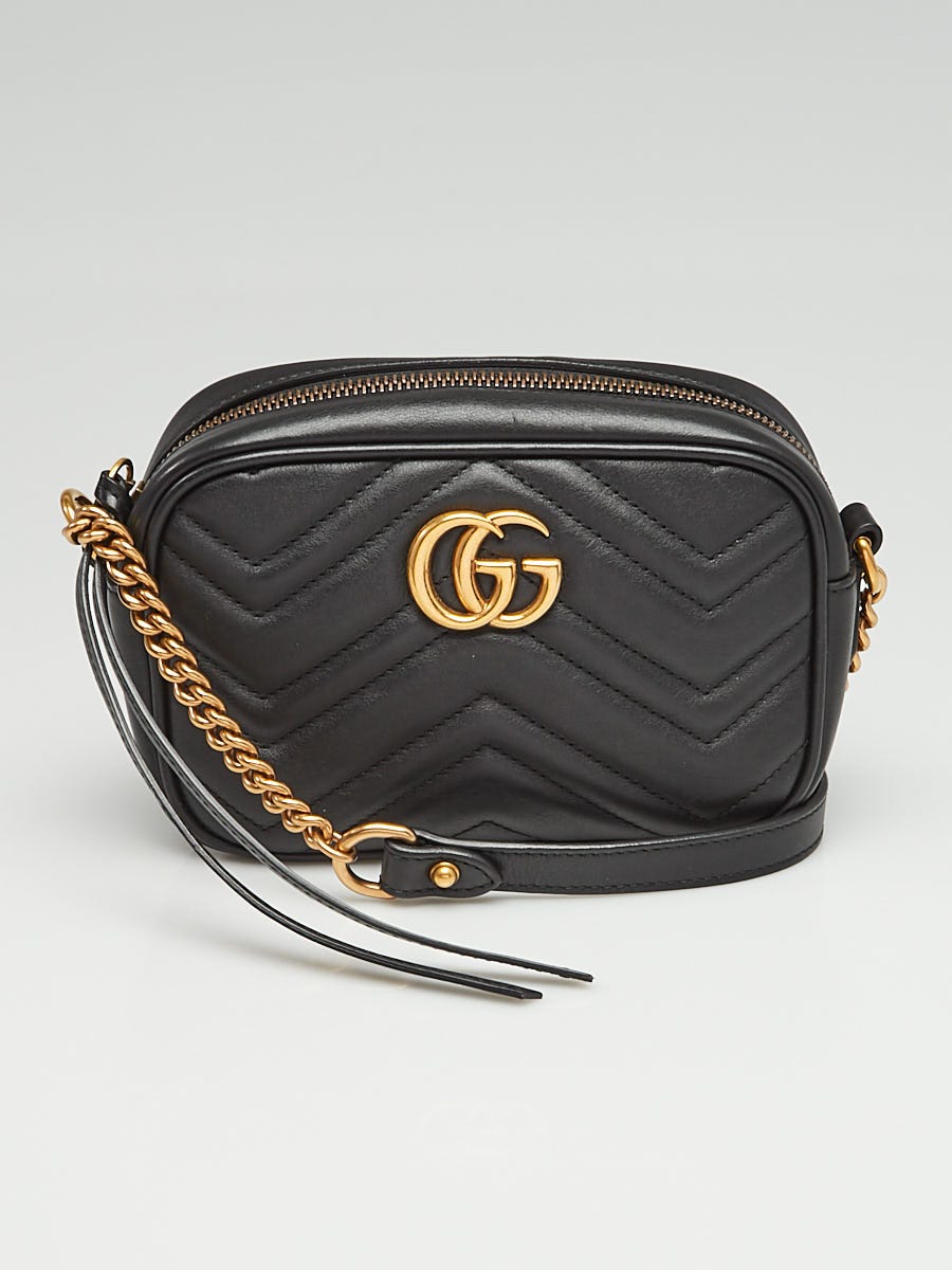 Gucci Black Quilted Leather Marmont Mini Camera Bag | Yoogi's Closet