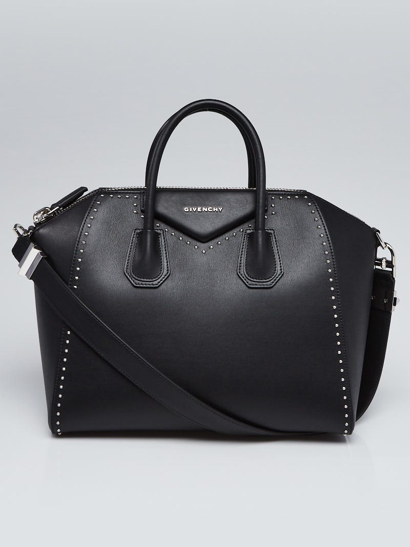 Givenchy Black Calf Leather Medium Studded Antigona Bag | Yoogi's Closet