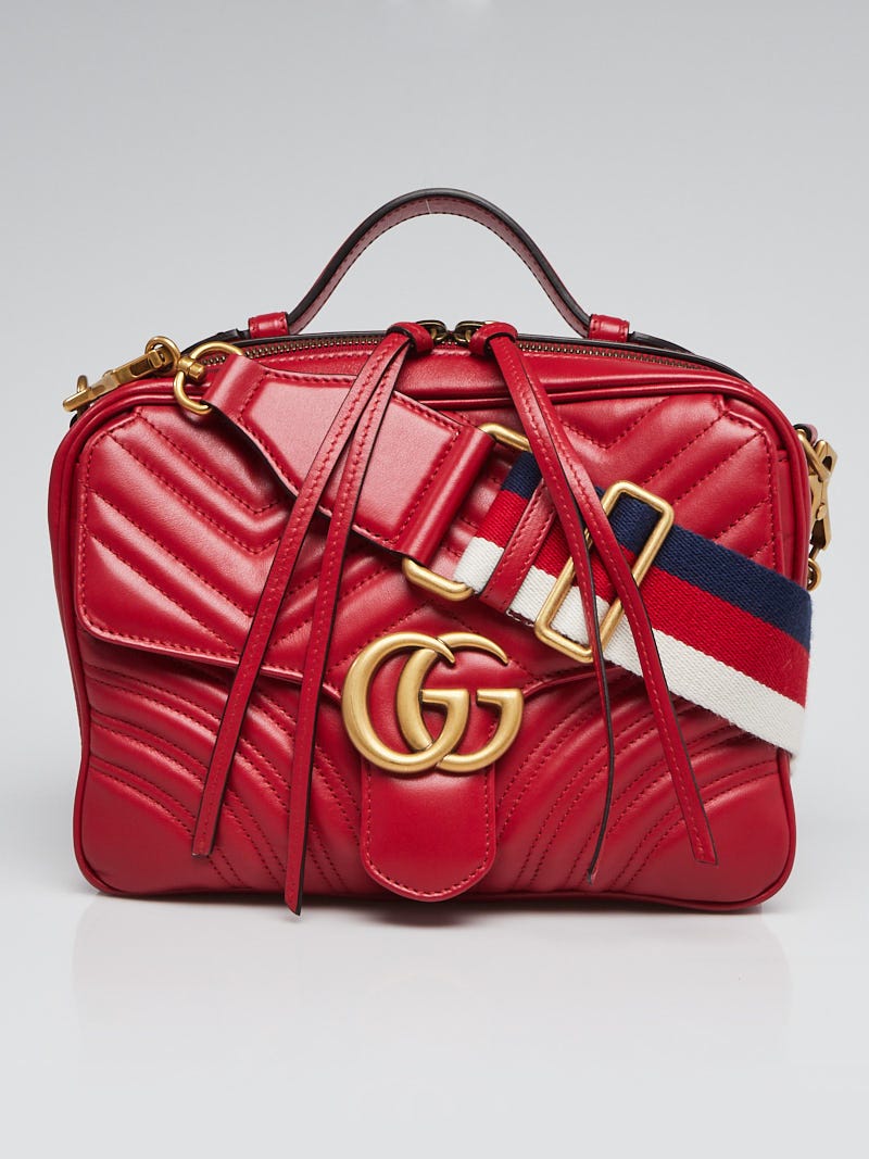 Gucci Red Quilted Leather Marmont Small Shoulder Bag | Yoogi's Closet