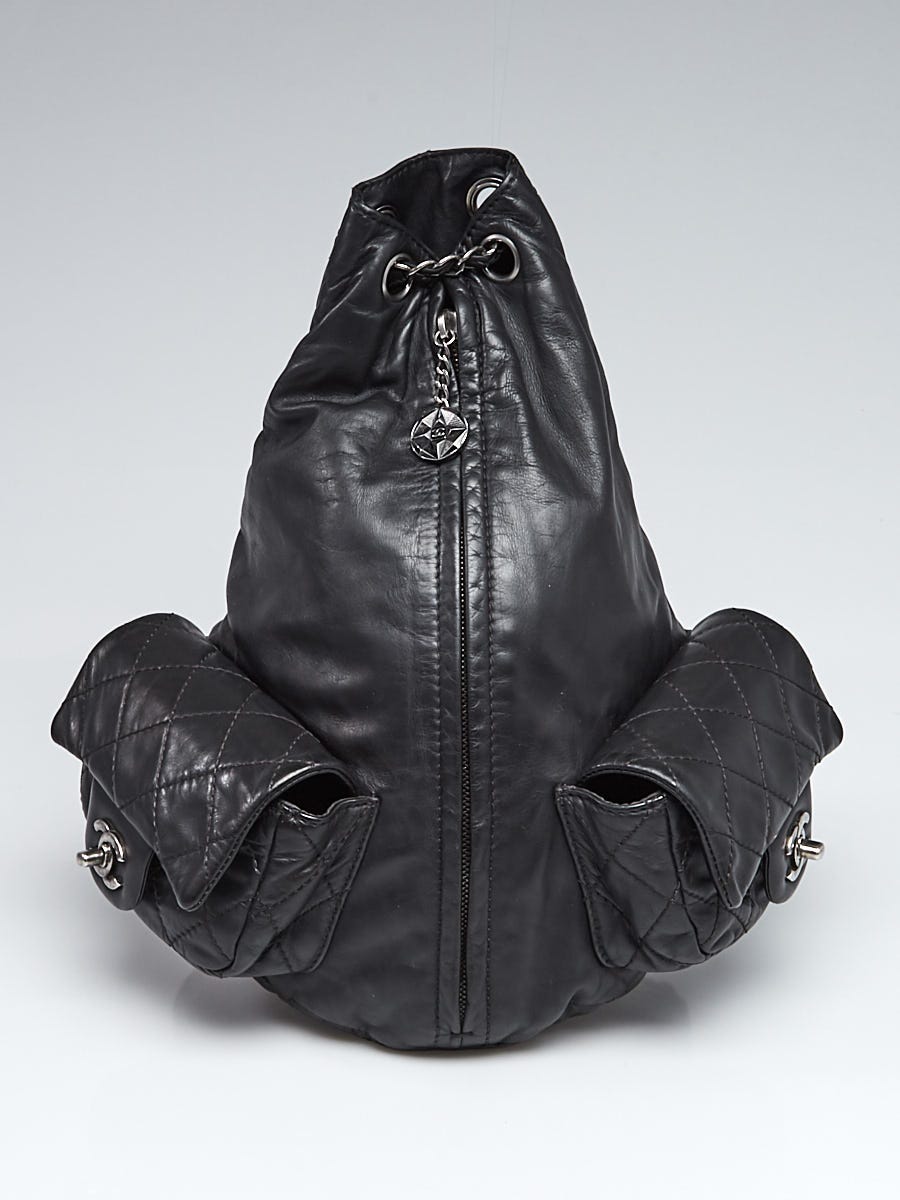 Chanel Black Lambskin Leather Large Backpack is Back Bag | Yoogi's Closet