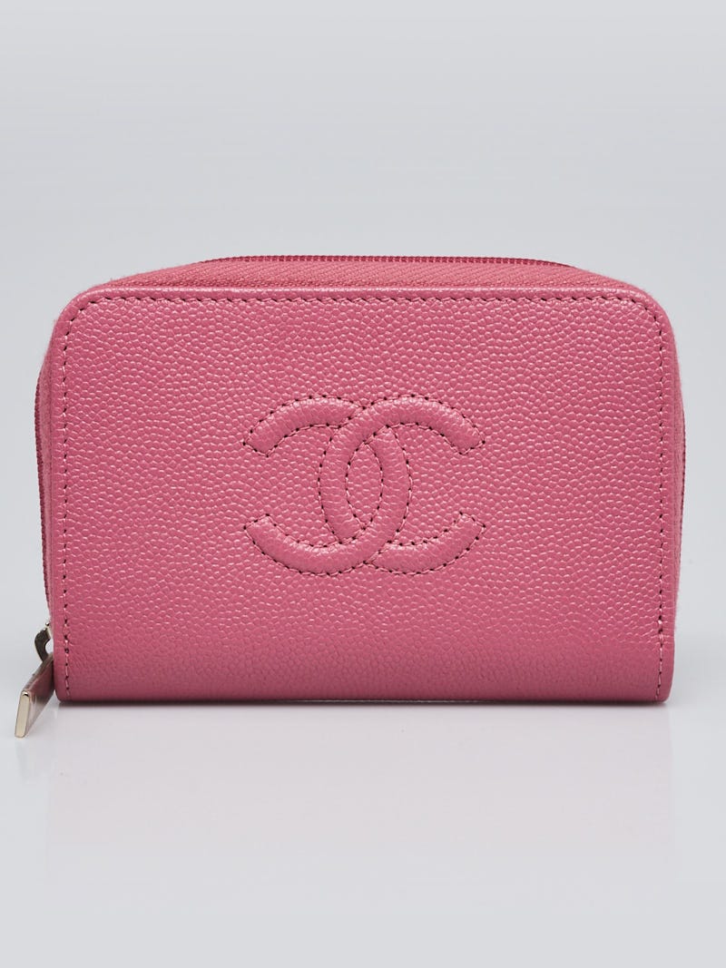 Chanel Pink Caviar Leather Zip Coin Purse | Yoogi's Closet