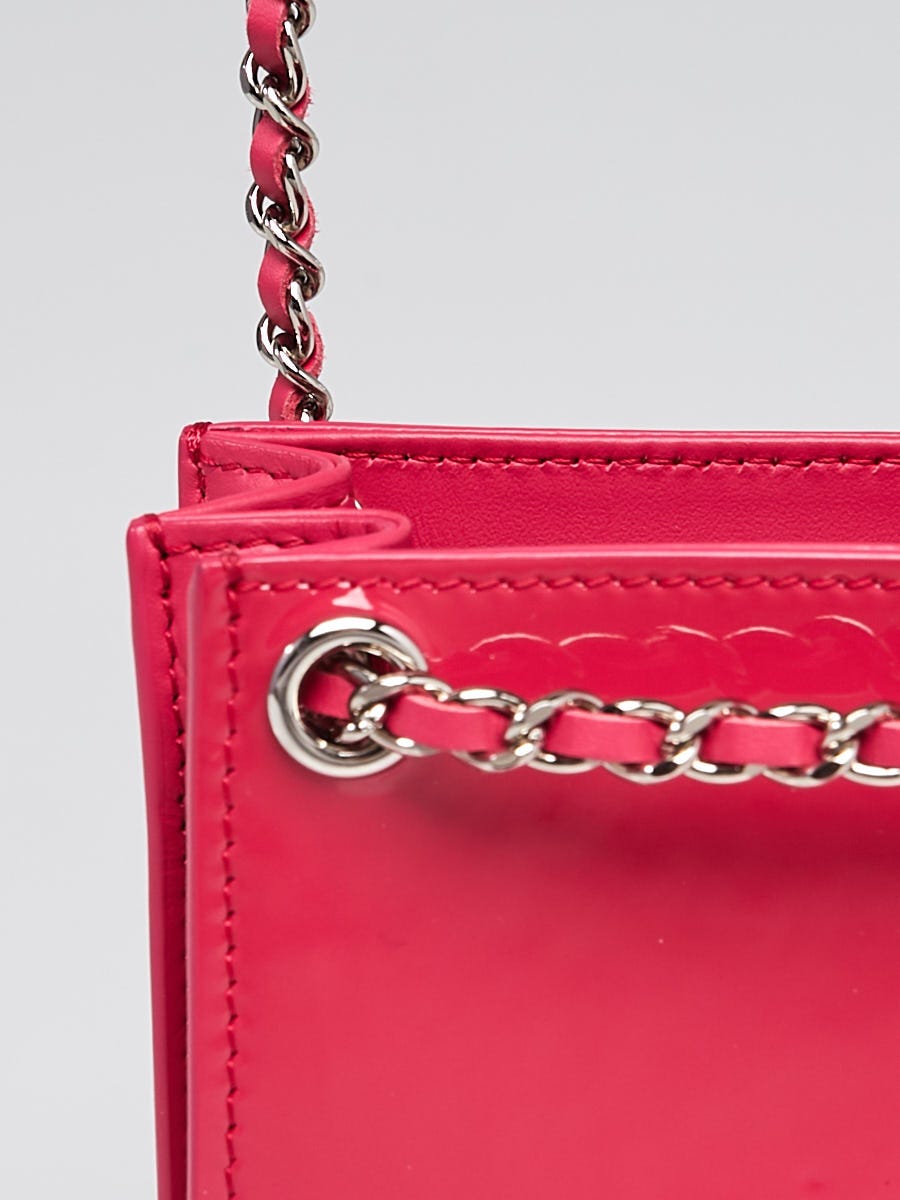 Chanel Dark Pink Patent Leather O-Phone Holder Crossbody Bag Chanel Dark Pink Patent Leather O-Phone Holder Crossbody Bag