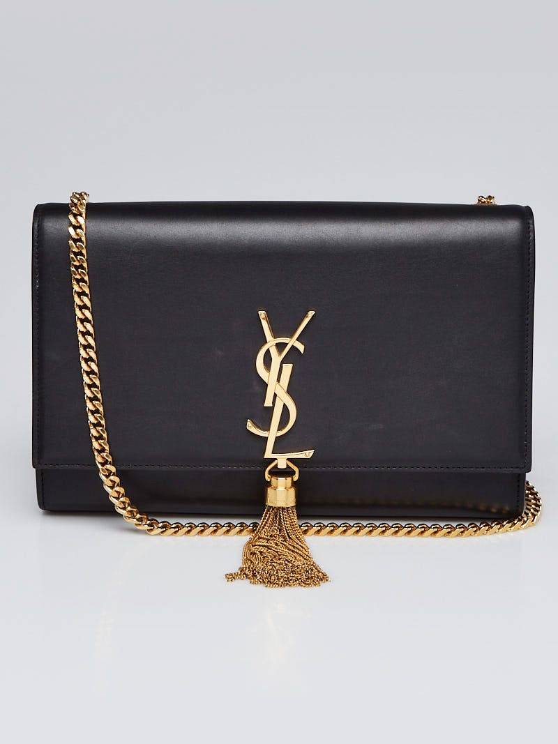 Yves Saint Laurent Black Smooth Calfskin Leather Medium Cassandre ...
