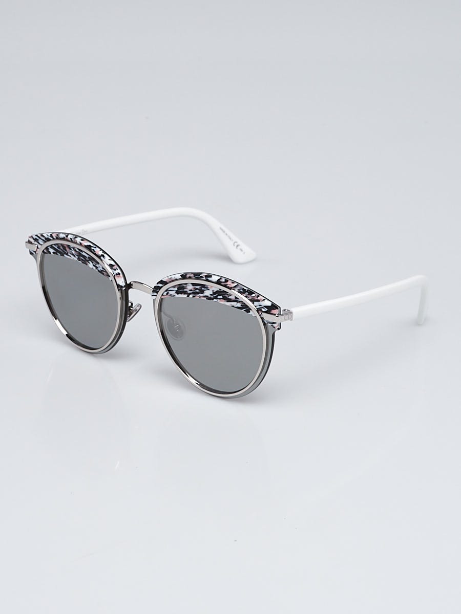 Christian Dior White/Black/Pink Acetate and Metal Offset 1 Sunglasses ...