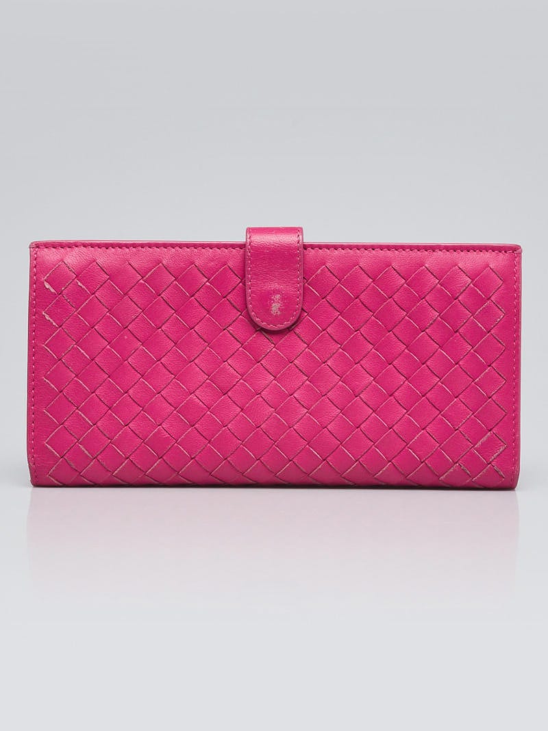 Bottega Veneta Pink Intrecciato Woven Nappa Leather Continental Wallet ...