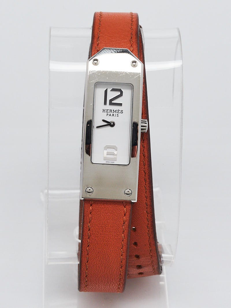 Hermes Orange Swift Leather and Stainless Steel Kelly 2 Double Tour ...