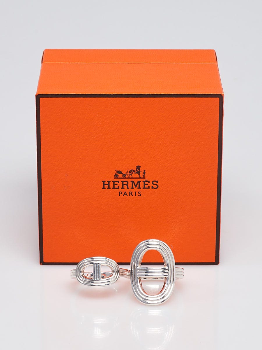 Hermes Sterling Silver Chaine d'Ancre 24 Double Ring Size 52 Hermes Sterling Silver Chaine d'Ancre 24 Double Ring Size 52