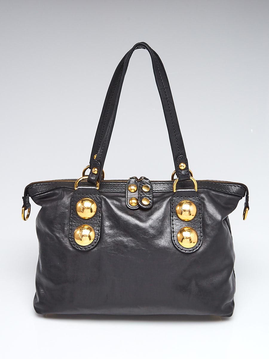 Gucci Black Leather Babouska Top Handle Tote Bag | Yoogi's Closet