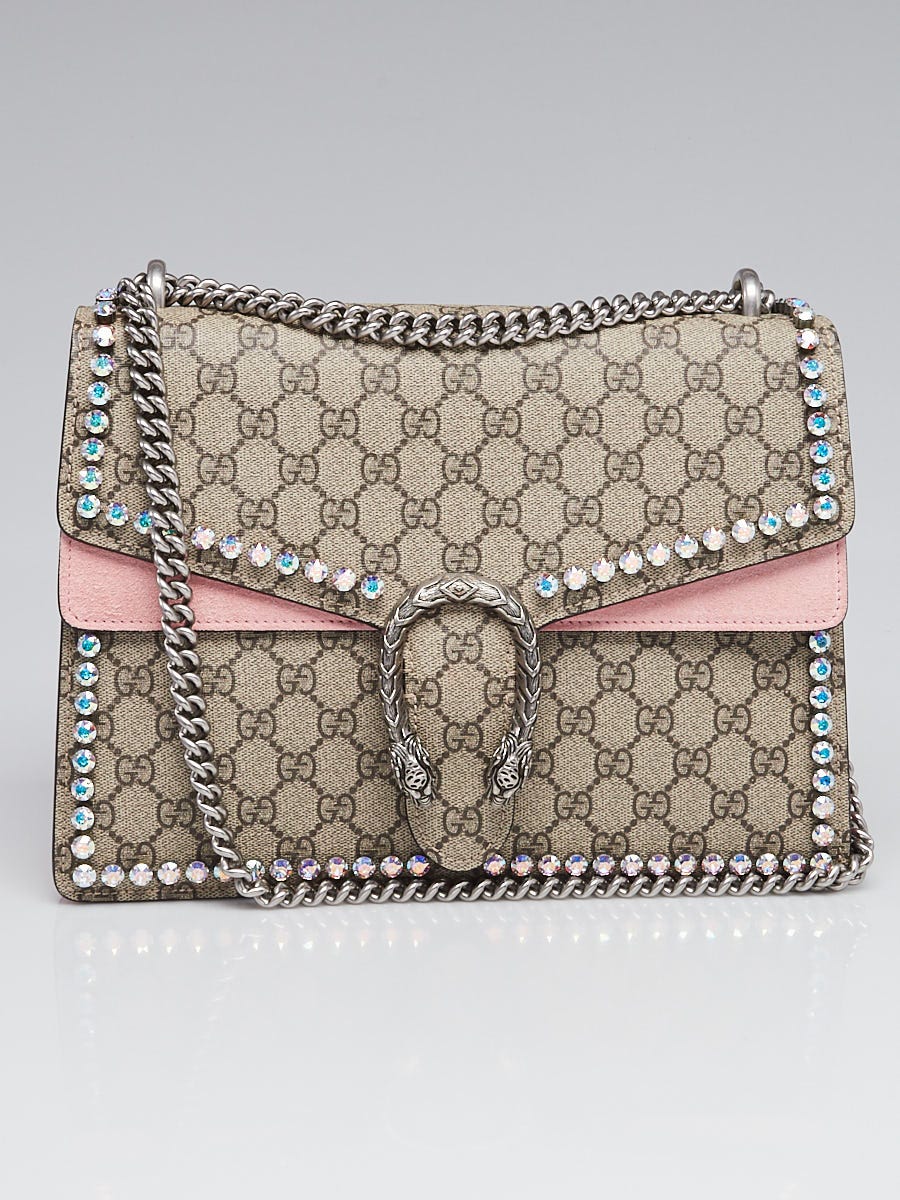 Gucci Beige/Pink GG Supreme Coated Canvas Crystal Medium Dionysus ...