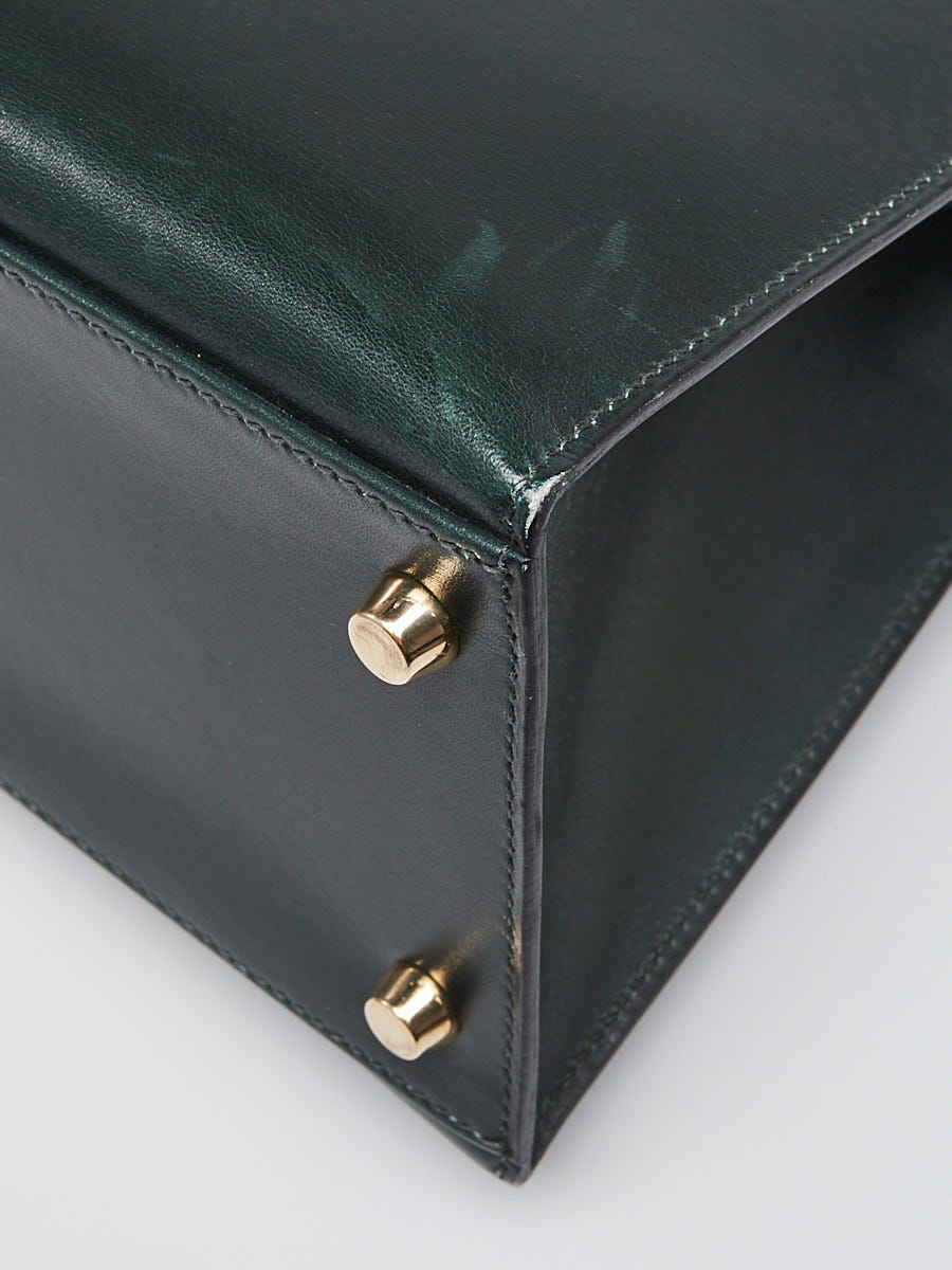 Hermes 28cm Vert Box Leather Gold Plated Kelly Sellier Bag w Hermes 28cm Vert Box Leather Gold Plated Kelly Sellier Bag w