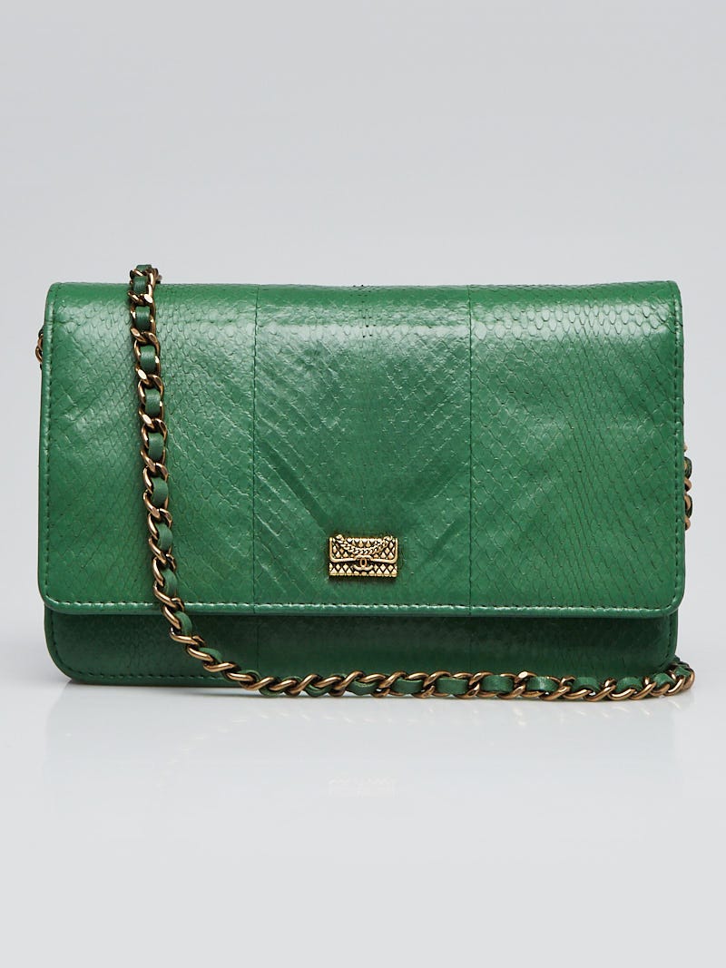 Chanel Green Python WOC Clutch Bag | Yoogi's Closet