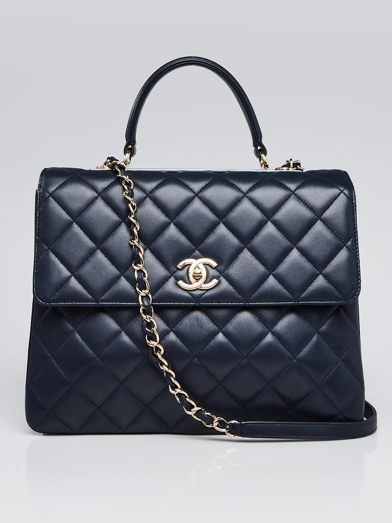 Chanel Navy Blue Quilted Lambskin Leather Large Trendy CC Bag | Yoogi's ...