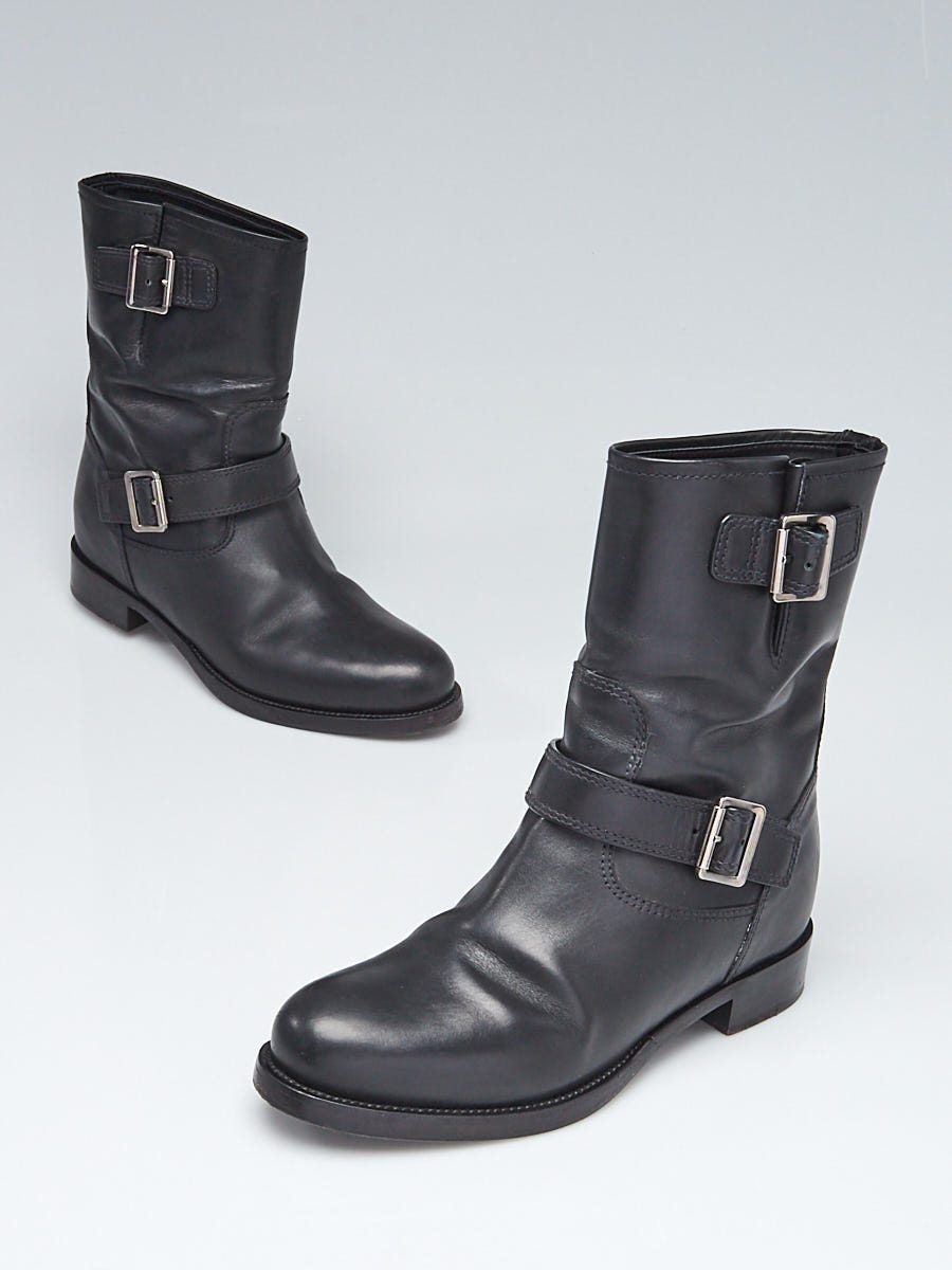 Prada Black Leather Motorcycle Boots Size 8/38.5 | Yoogi's Closet