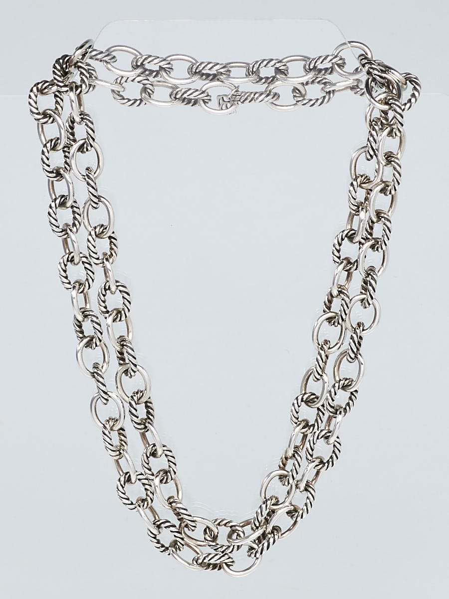 David Yurman Sterling Silver Round Cable Link Necklace | Yoogi's Closet