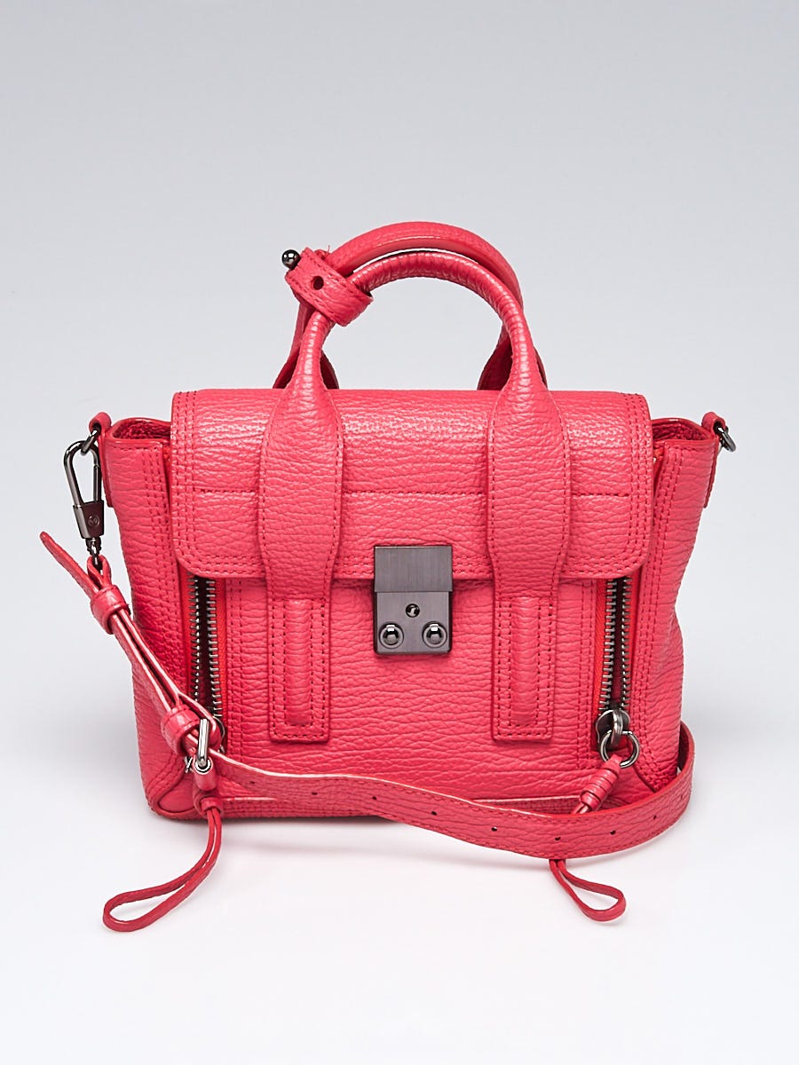 3.1 Phillip Lim Raspberry Shark Embossed Leather Mini Pashli Satchel ...
