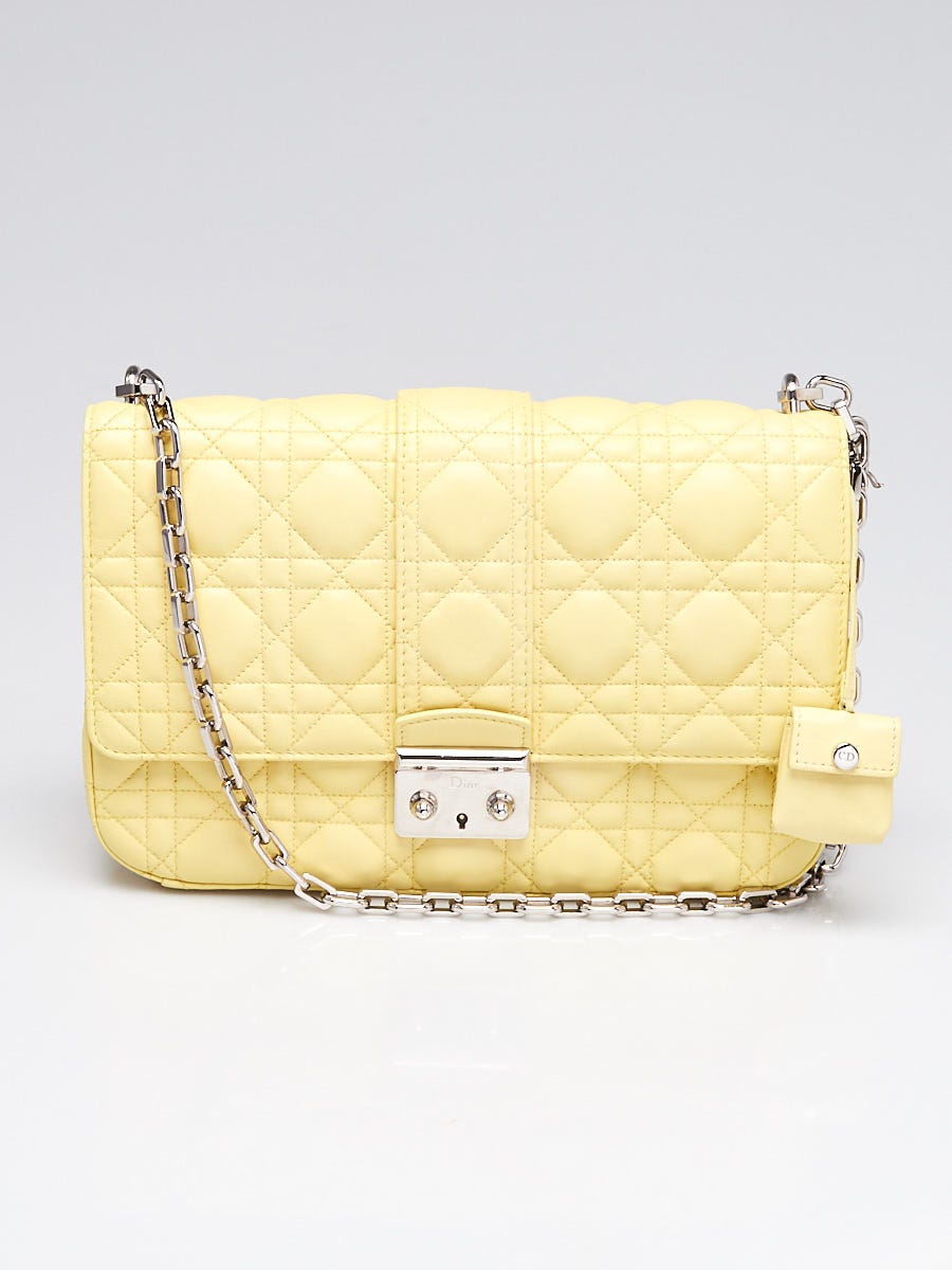 Christian Dior Yellow Cannage Quilted Lambskin Leather Miss Dior Medium ...